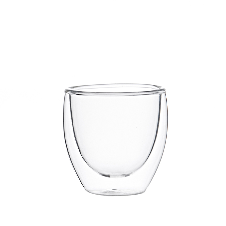 Double wall glass mug without handle