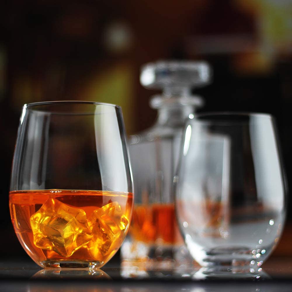 Large water goblets whiskey tasting glasses