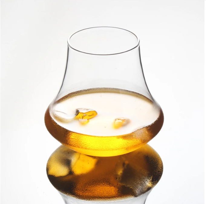 Wide edge tulip whiskey tasting glass